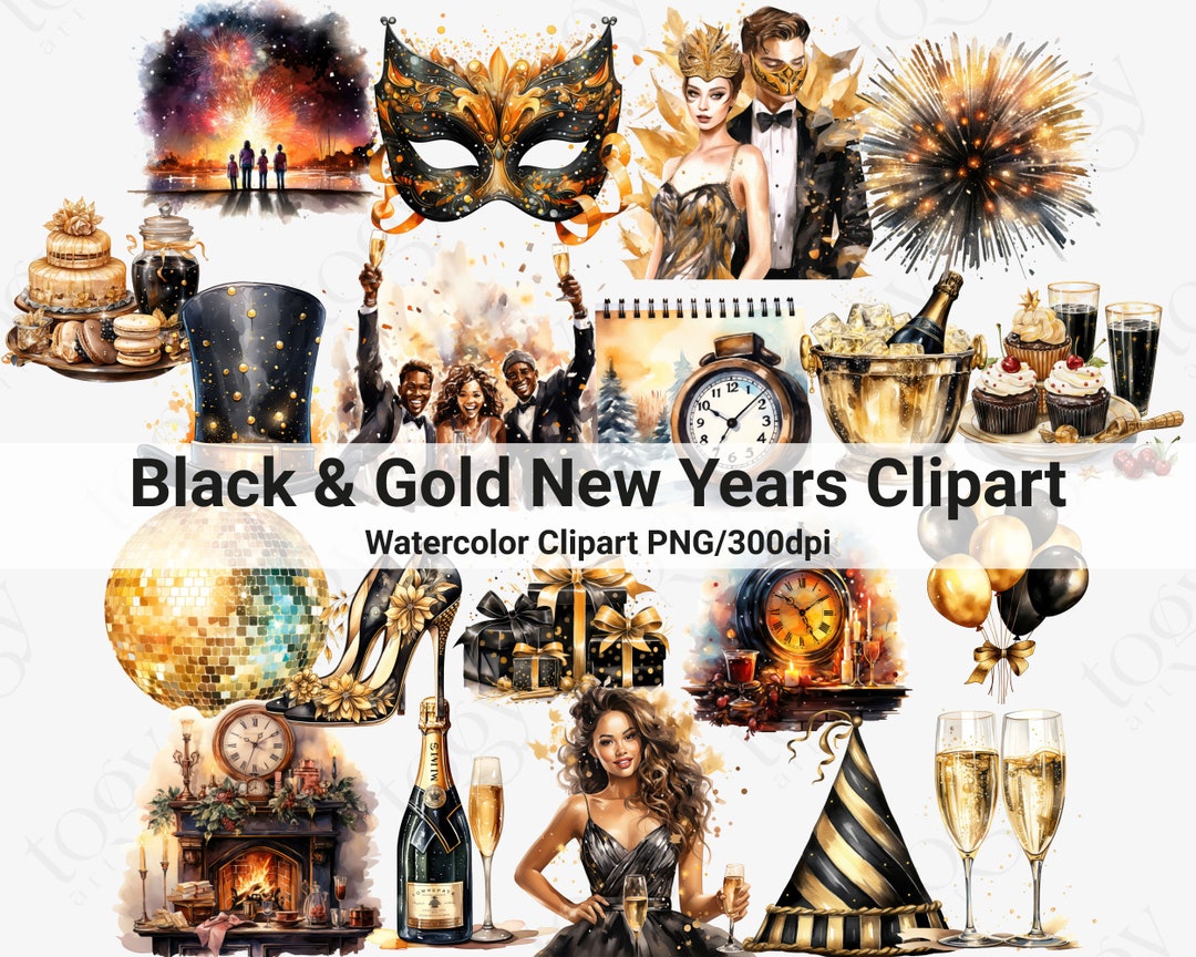 New Years Eve Celebration Clipart, Happy New Years, Balloons, Champagne ...