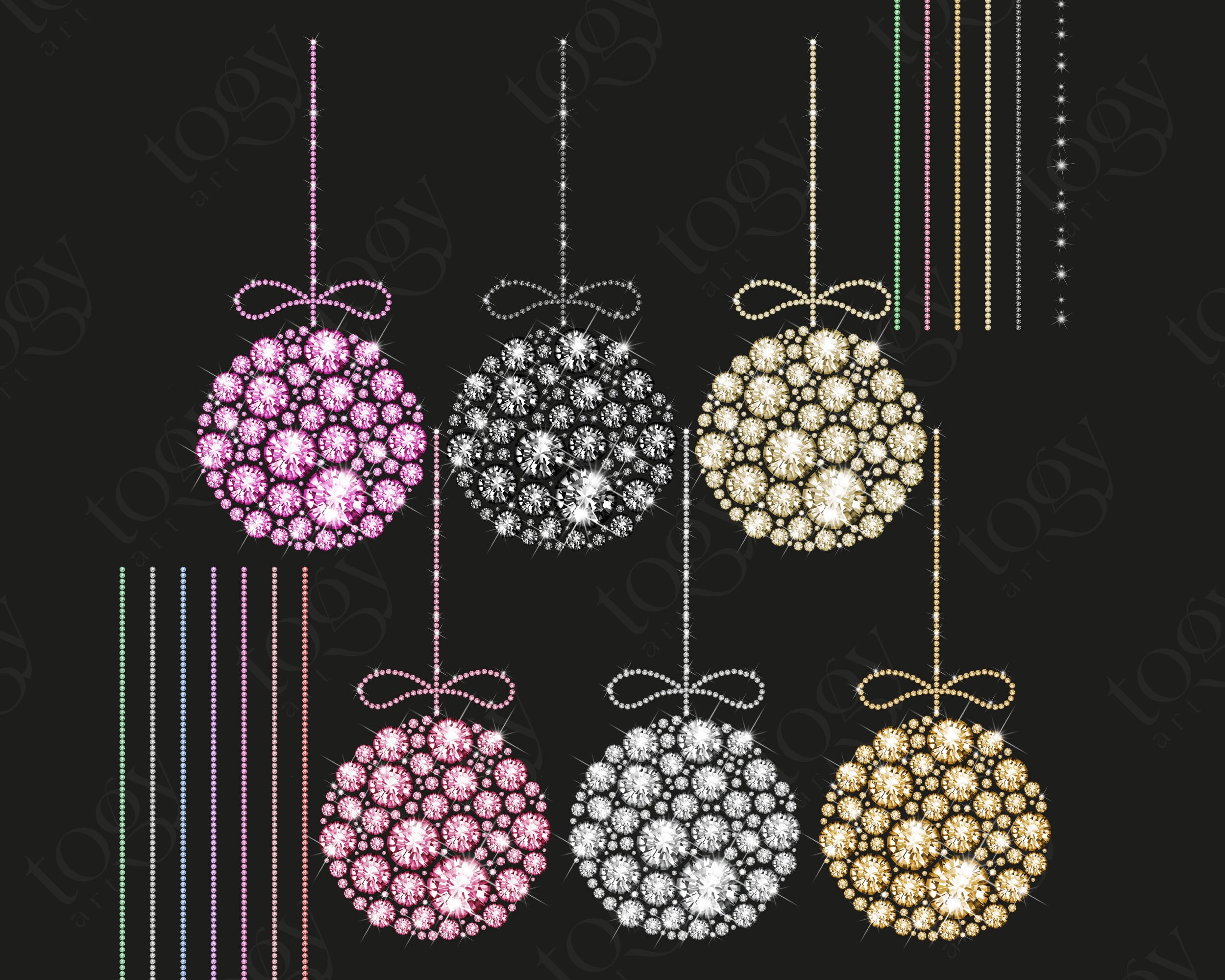 Diamond Christmas Ornaments Clipart PNG, Gold, Silver, Pink, Green ...