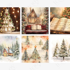 23 Digital Vintage Christmas Sheet Music Digital Paper, Scrapbook Paper ...