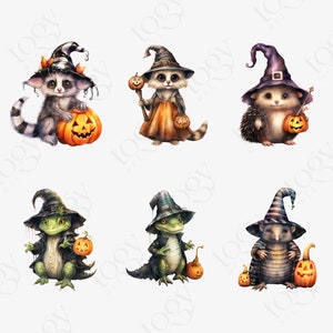 32 PNG Watercolor Halloween Animals Clipart, Cute Halloween Creatures ...