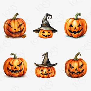 Jack O Lantern PNG, Pumpkin Face Clipart, Watercolor Halloween Pumpkin ...