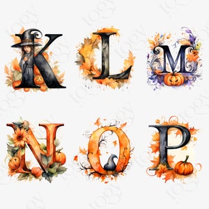 26 PNG Watercolor Halloween Alphabet Clipart, Gothic Letters ...