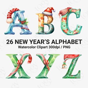 26 PNG Watercolour Green Christmas Alphabet Clipart, Christmas Letters ...