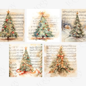 23 Digital Vintage Christmas Sheet Music Digital Paper, Scrapbook Paper ...