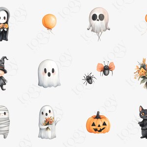 Watercolor Cute Halloween Clipart Bundle, Pastel Spooky Clip Art ...