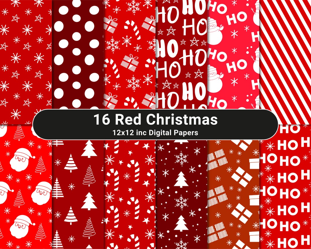 Printable Red Christmas Digital Paper, Red Santa Christmas, Fantasy ...