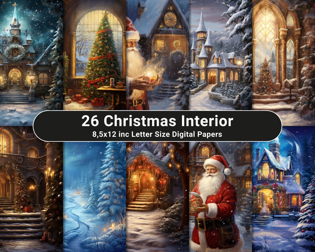 Printable Enchanted Christmas Digital Paper, Christmas Holiday ...