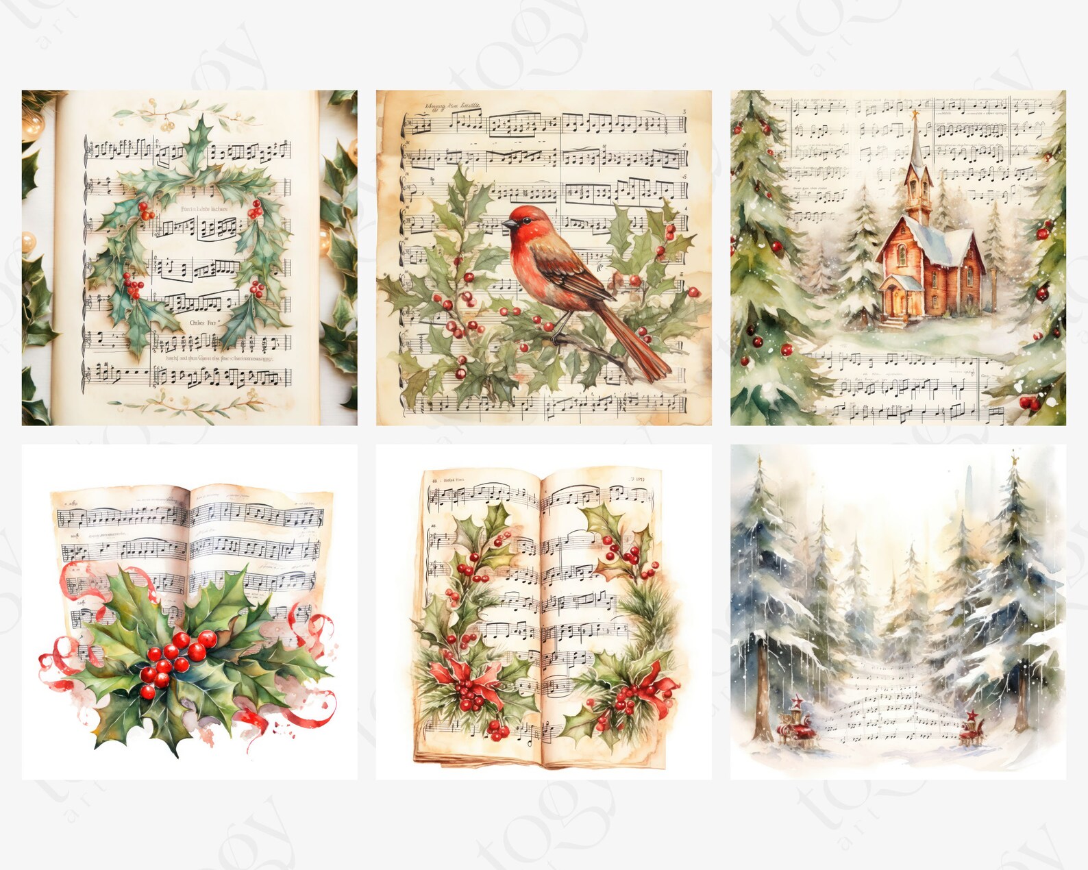 23 Vintage Christmas Sheet Music Paper, Victorian Carol Printable ...