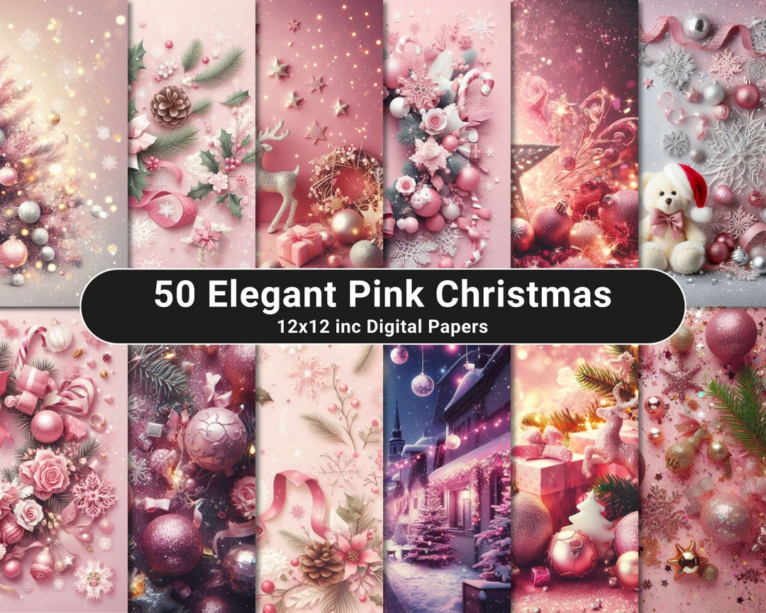 50 Elegant Pink Christmas Backgrounds, Pink Christmas Digital Papers ...