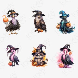 32 PNG Watercolor Halloween Animals Clipart, Cute Halloween Creatures ...