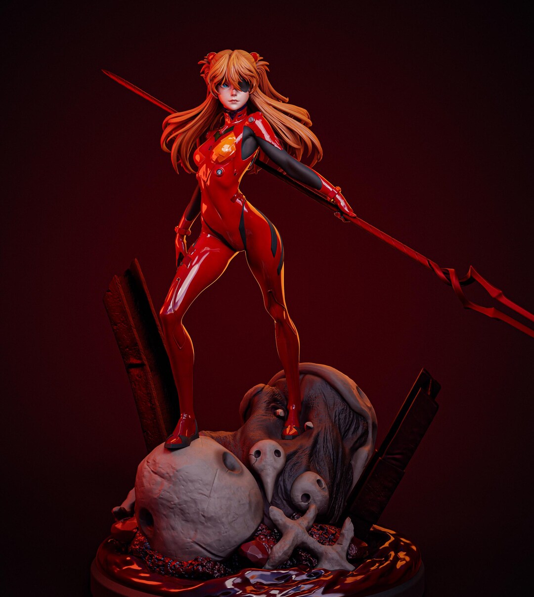 Asuka Evangelion STL Model Figure 3D Printing High Quality Diorama ...