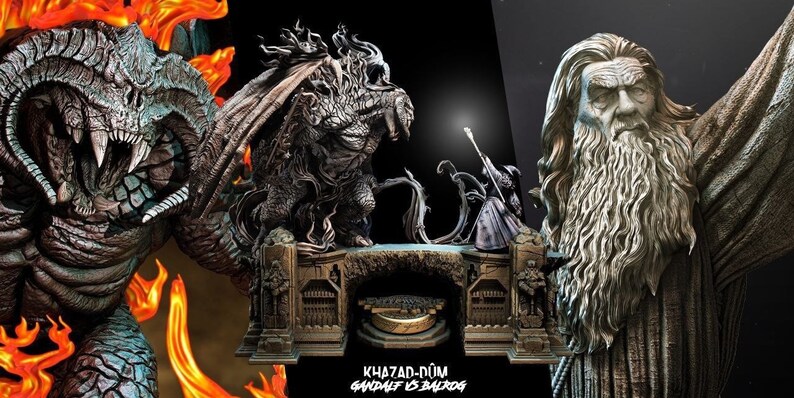 Gandalf & Balrog Diorama Mega STL File, 3D Digital Printing STL File ...