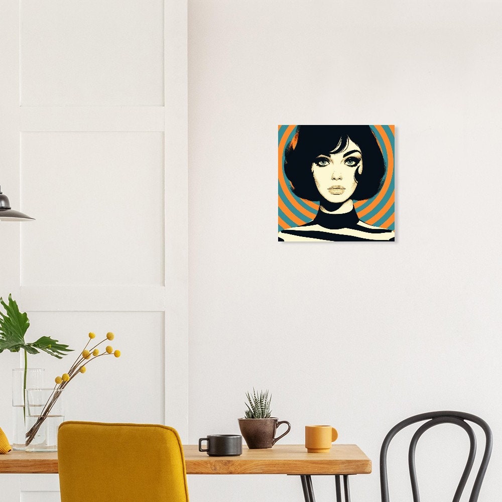 Retro Pop Art Style Woman Portrait, Vintage Inspired Colorful Canvas ...