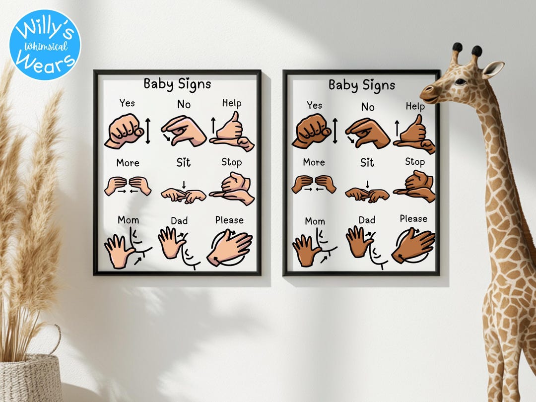ASL Baby Sign Language: Early Learning Poster and Flashcards (digital ...
