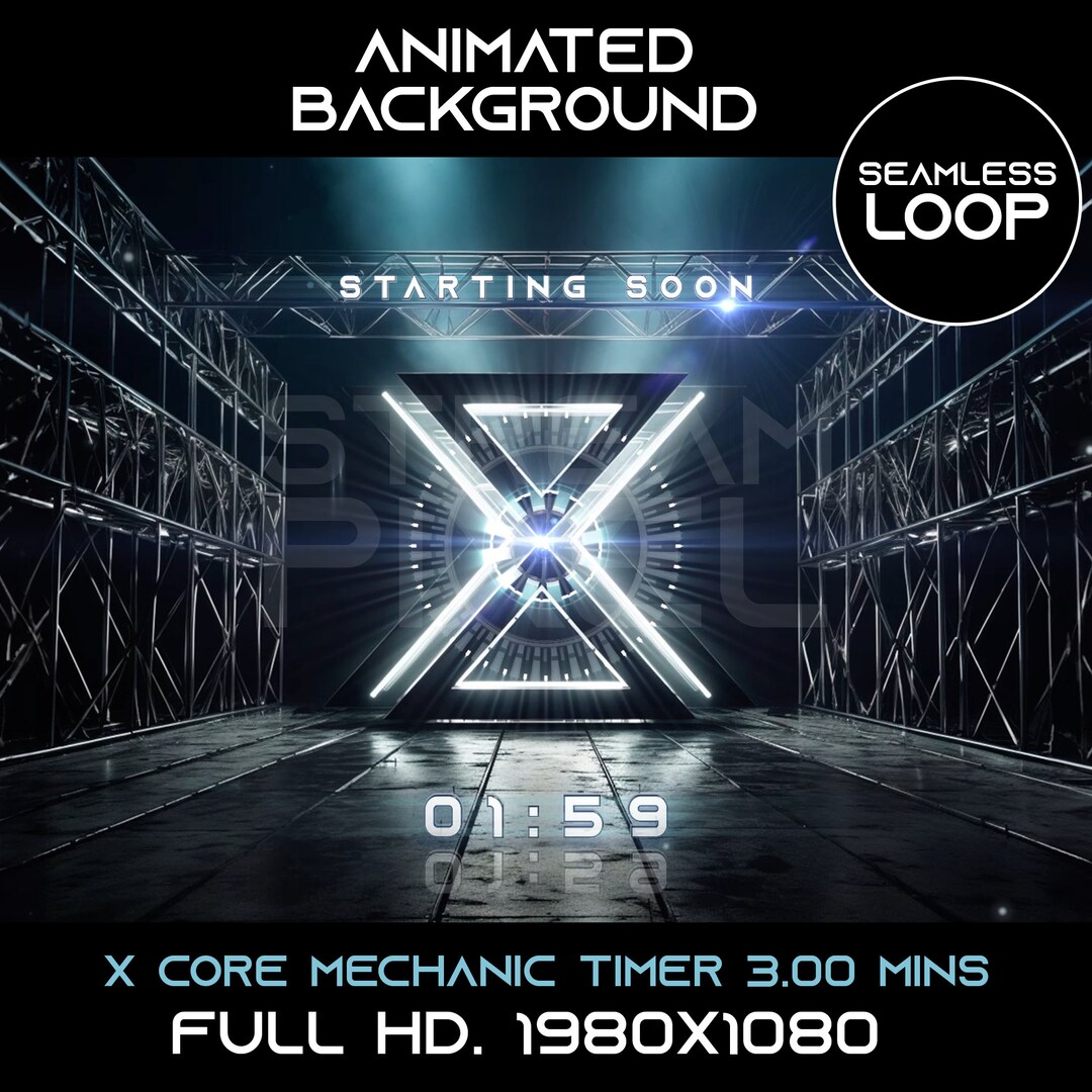Animated Virtual Background Seamless Loop X Core Mechanic Timer Vtuber ...