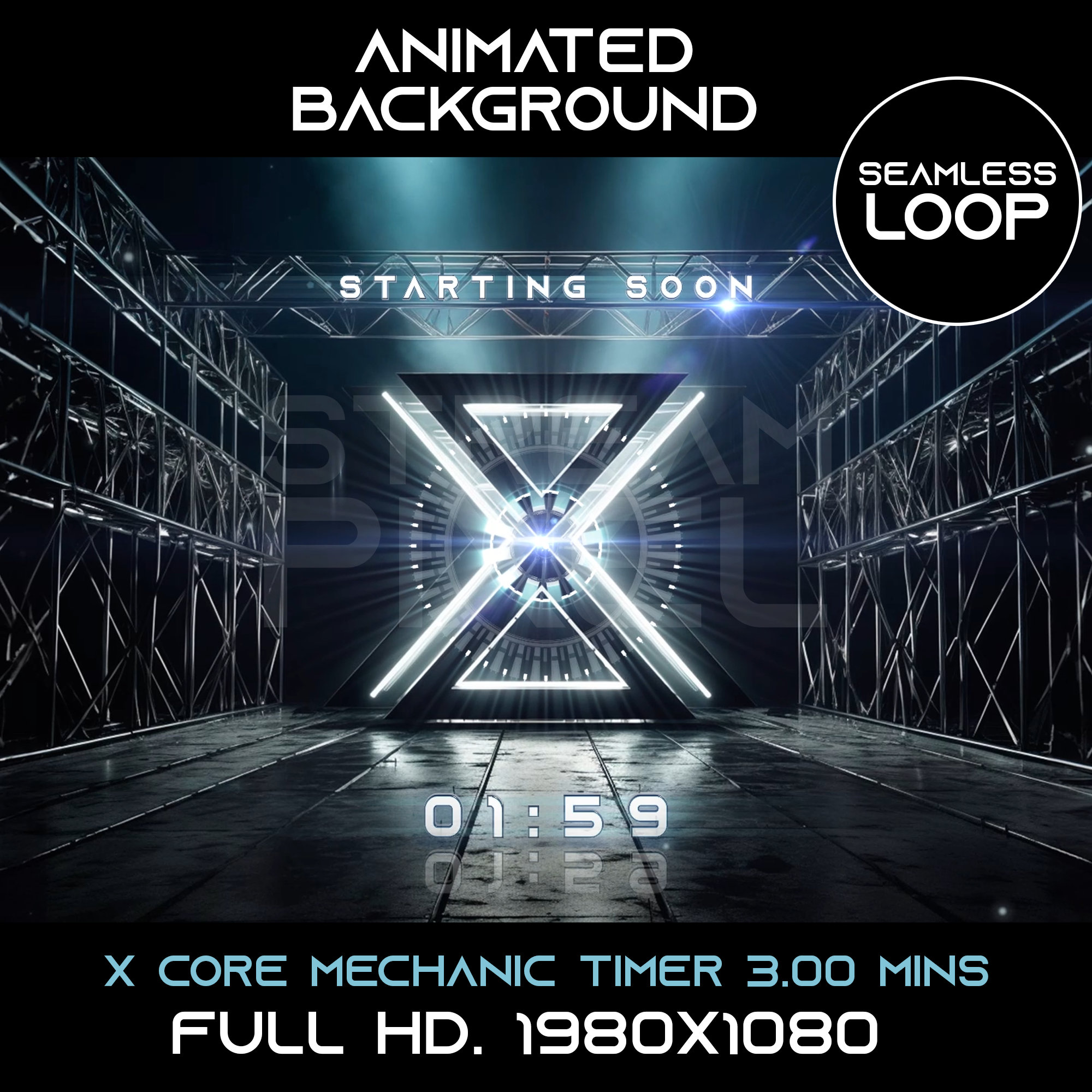 Animated Virtual Background Seamless Loop X Core Mechanic Timer Vtuber ...