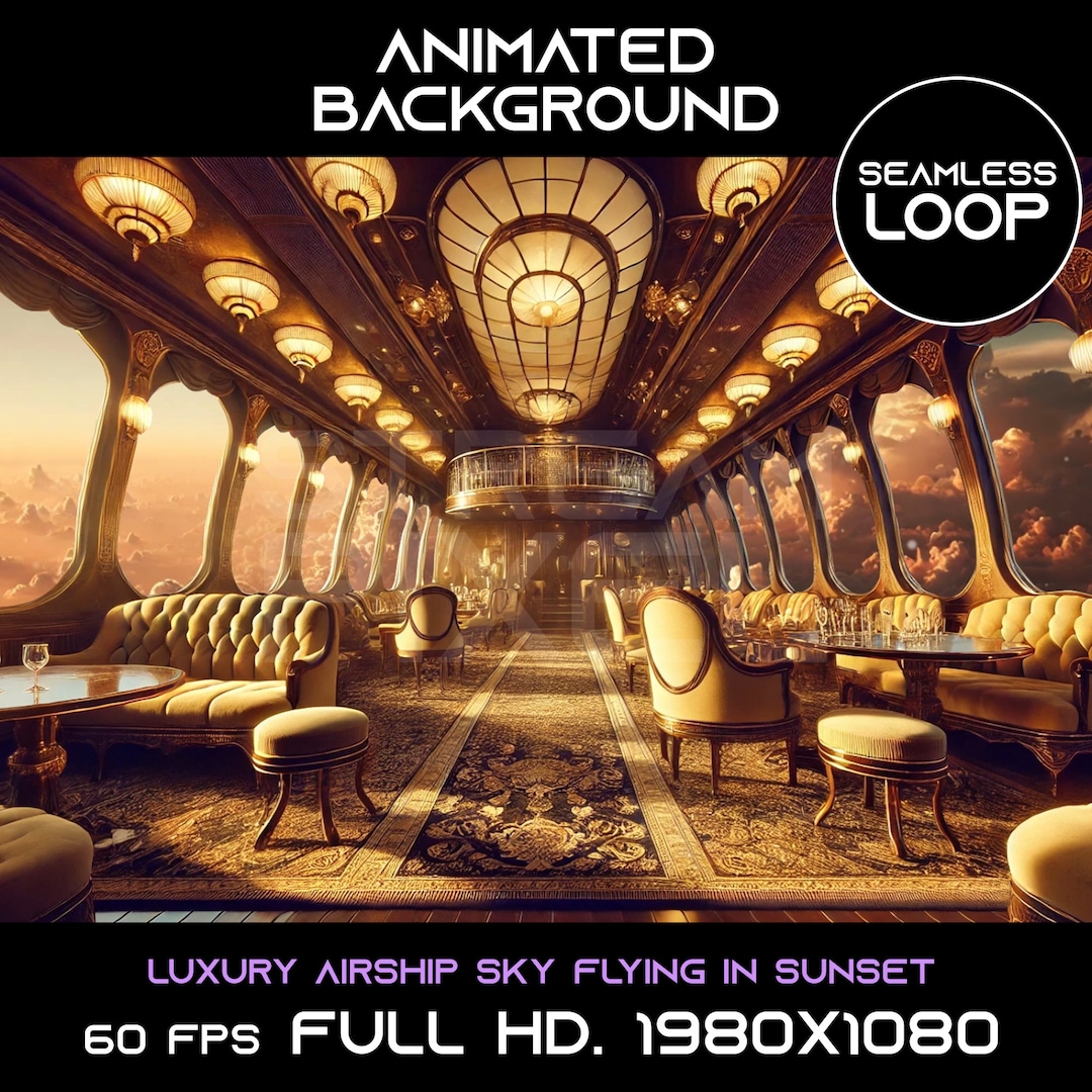Animated Virtual Background Luxury Airship Sky Flying in Sunset Lofi ...