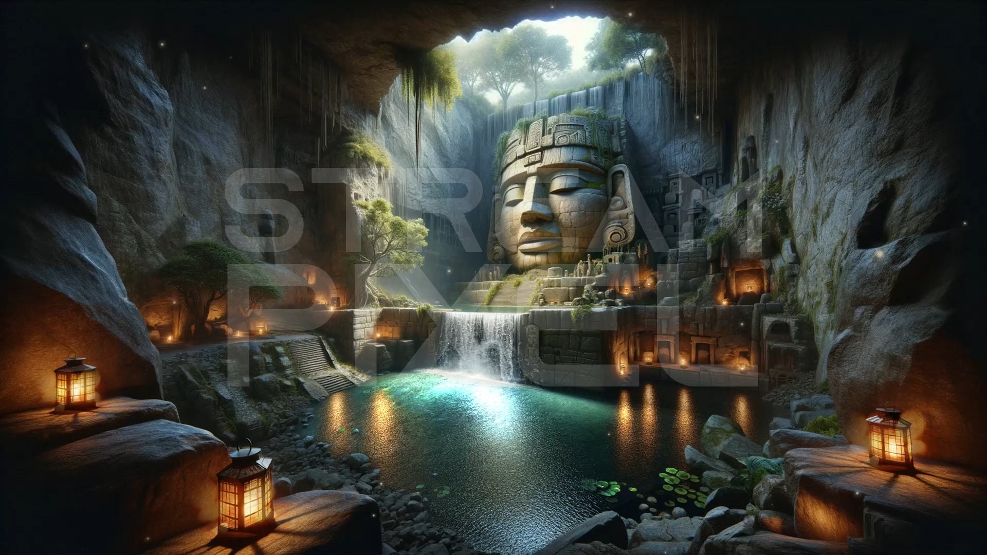 Animated Virtual Background Seamless Ancient Inca Ruin Stone Cavern ...