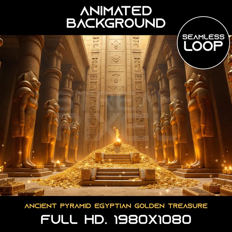 Animated Virtual Background Ancient Pyramid Egyptian Golden Treasure ...