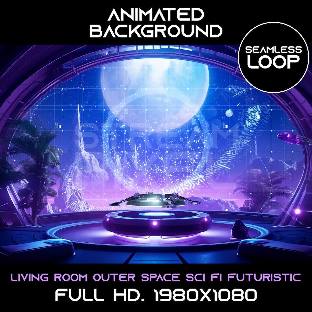 Animated Sci-fi Living Room Virtual Background: Seamless Loop Stream ...