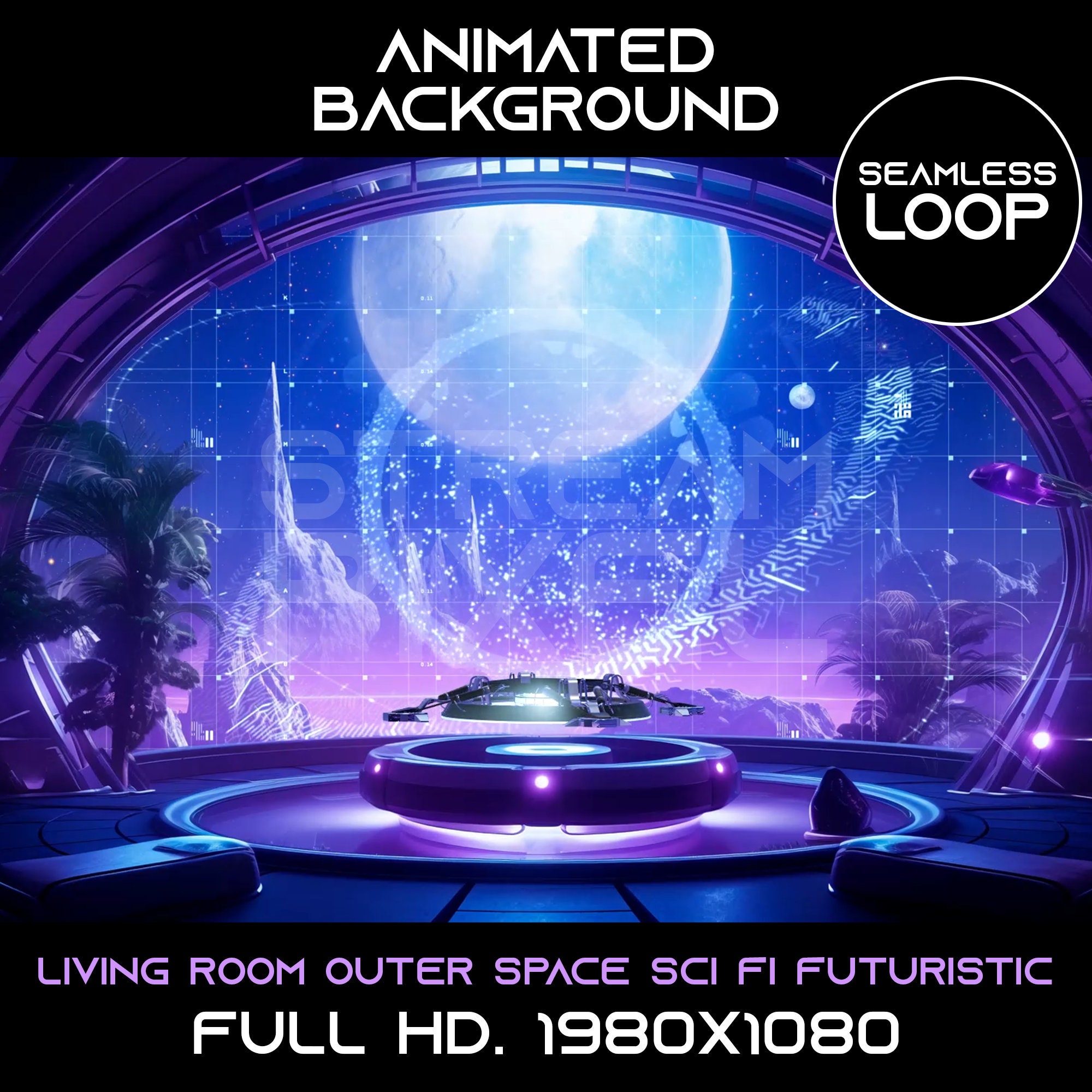 Animated Virtual Background Seamless Living Room Outer Space Sci Fi ...