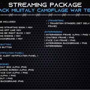 Animated Streaming Package Black Military Camouflage War Tech Scene for ...