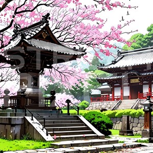 Animated Virtual Background Samurai Training Ground Cherry Blossom in ...