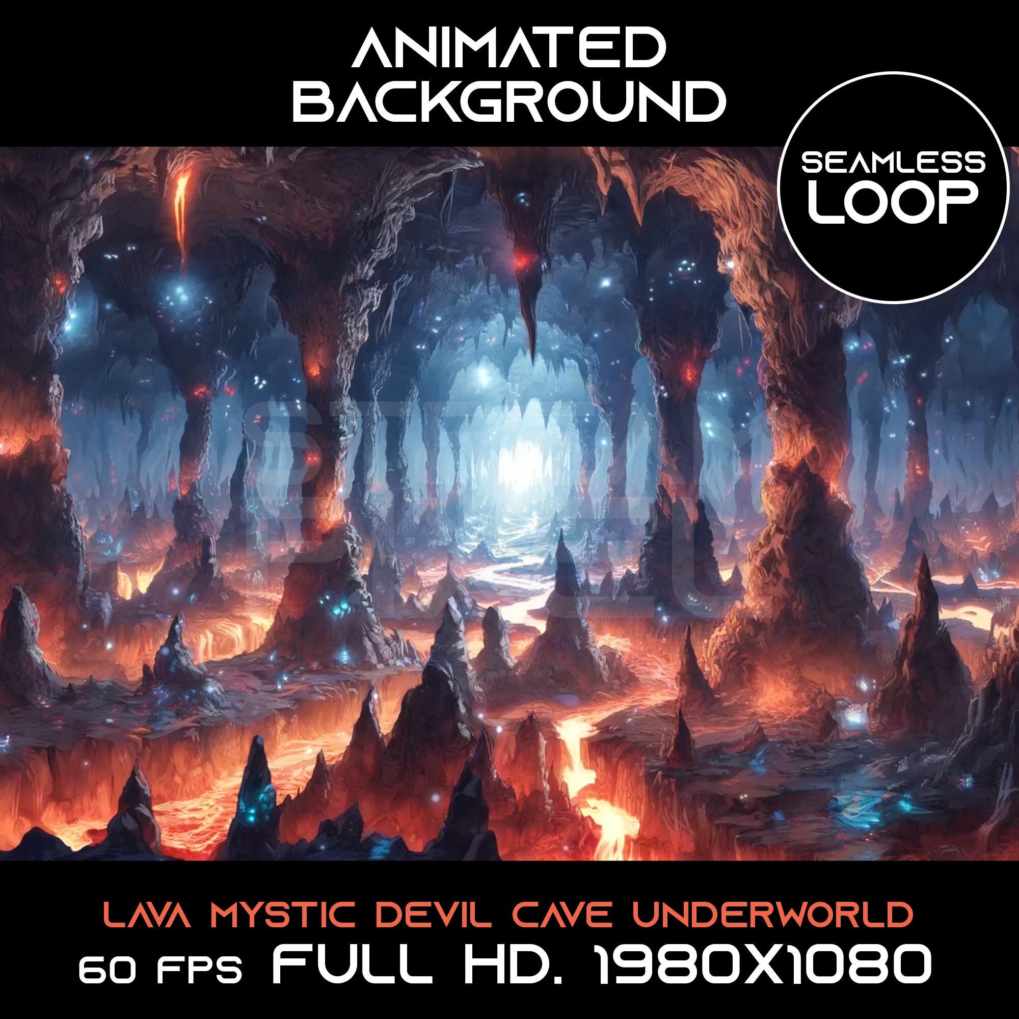 Animated Virtual Background Seamless Loop Lava Mystic Devil Cave ...