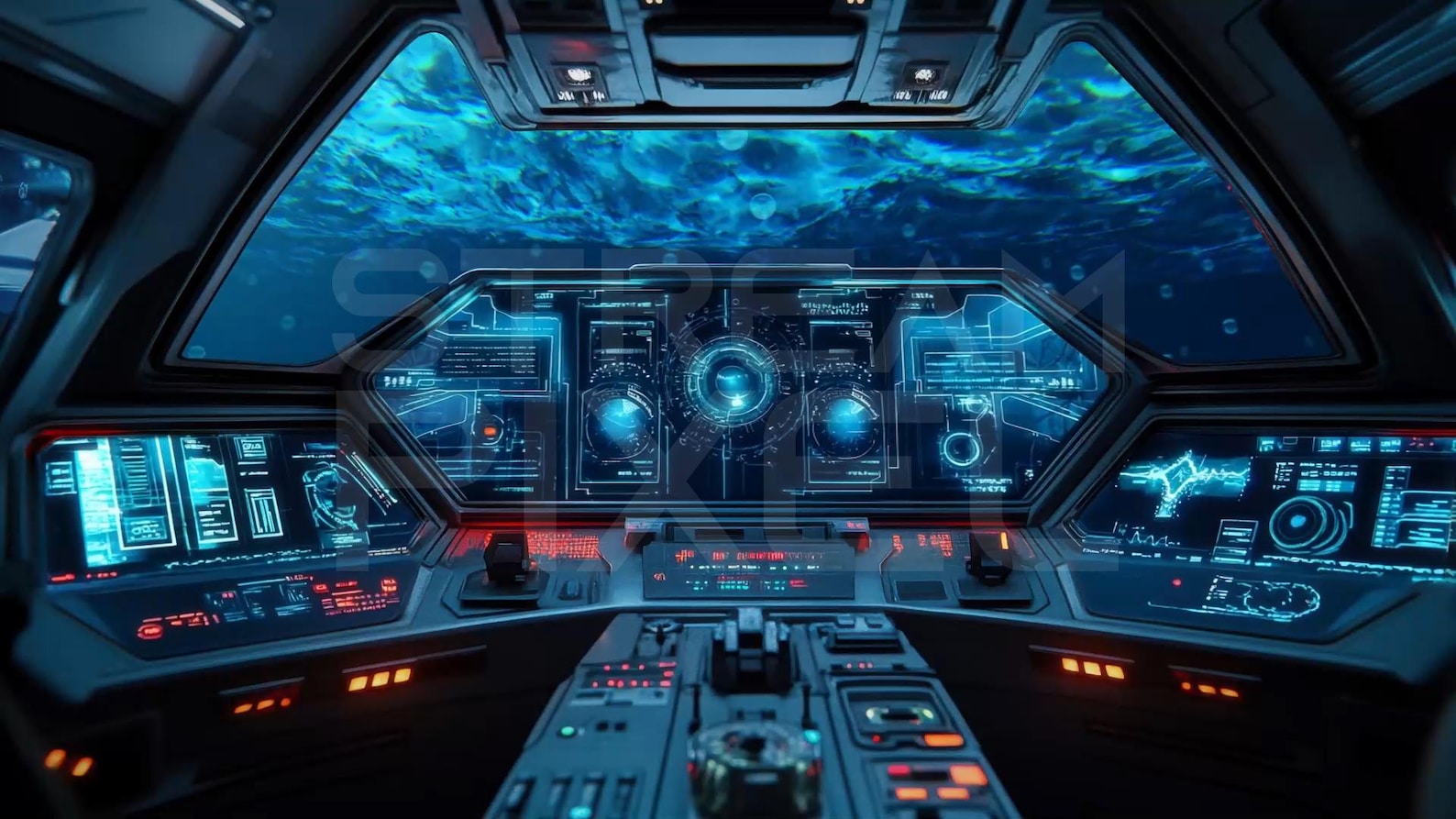 Animated Virtual Background Futuristic Underwater Sci-fi Cockpit ...