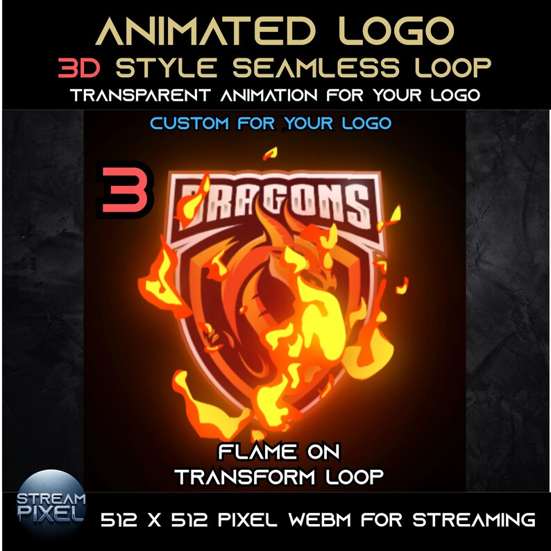 Custom Animated 3D Logo: Streaming Overlay, Vtuber Asset - Etsy