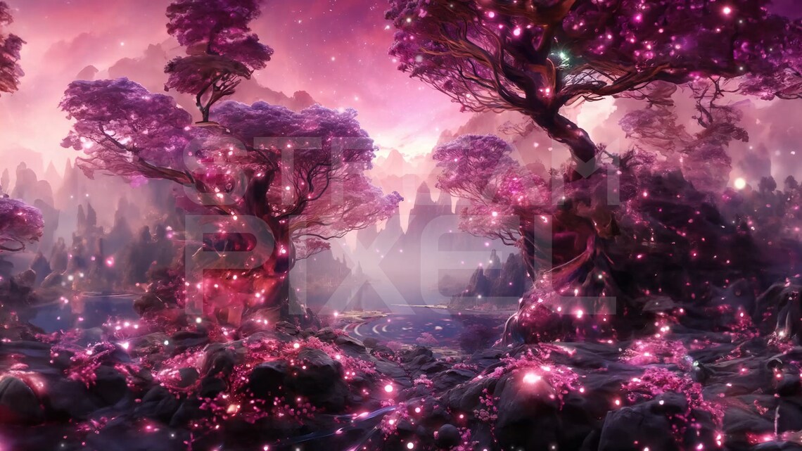Animated Virtual Background Seamless Loop Pink Orb Fantasy Garden ...