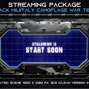 Animated Streaming Package Black Military Camouflage War Tech Scene for ...