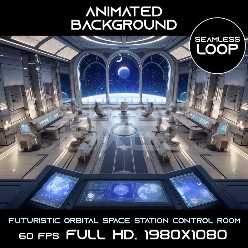 Animated Virtual Background Seamless Loop Futuristic Orbital Space ...