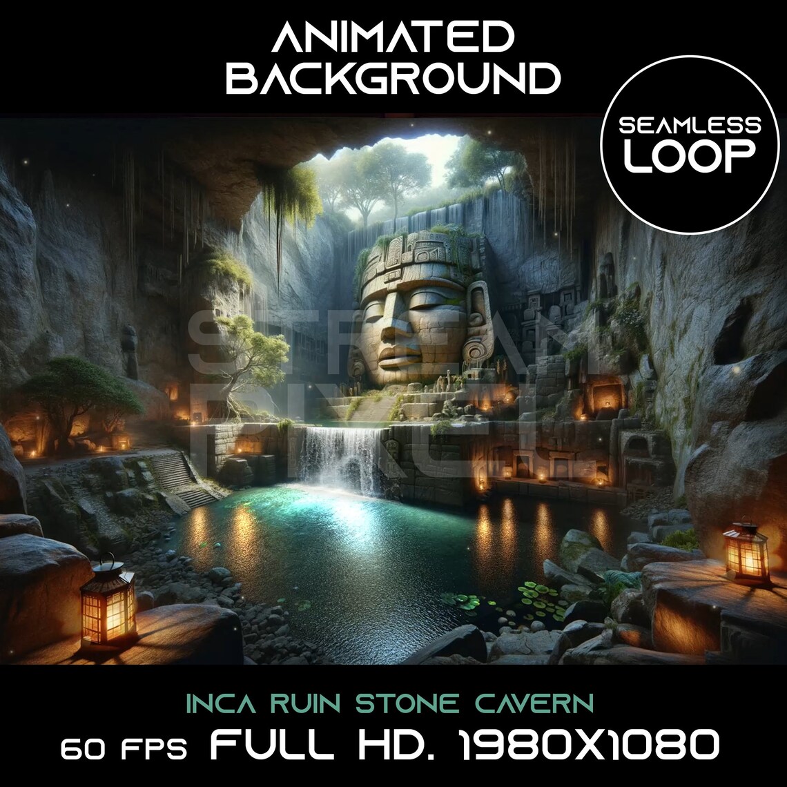 Animated Virtual Background Seamless Ancient Inca Ruin Stone Cavern ...