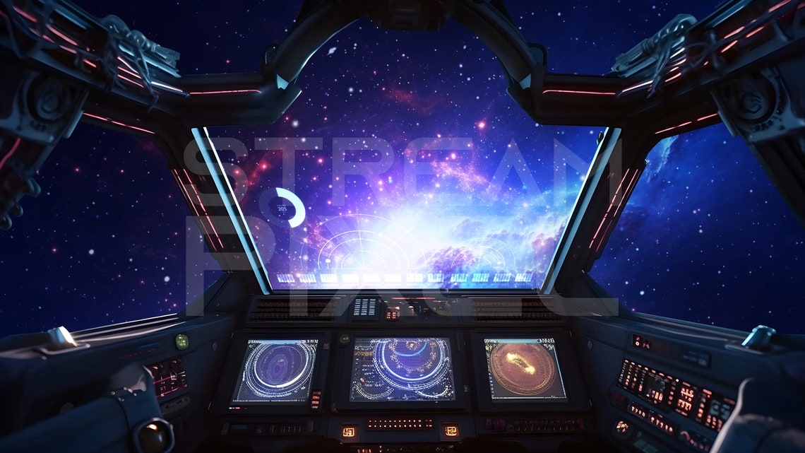 Animated Virtual Background Seamless Loop Spaceship Cockpit Star ...