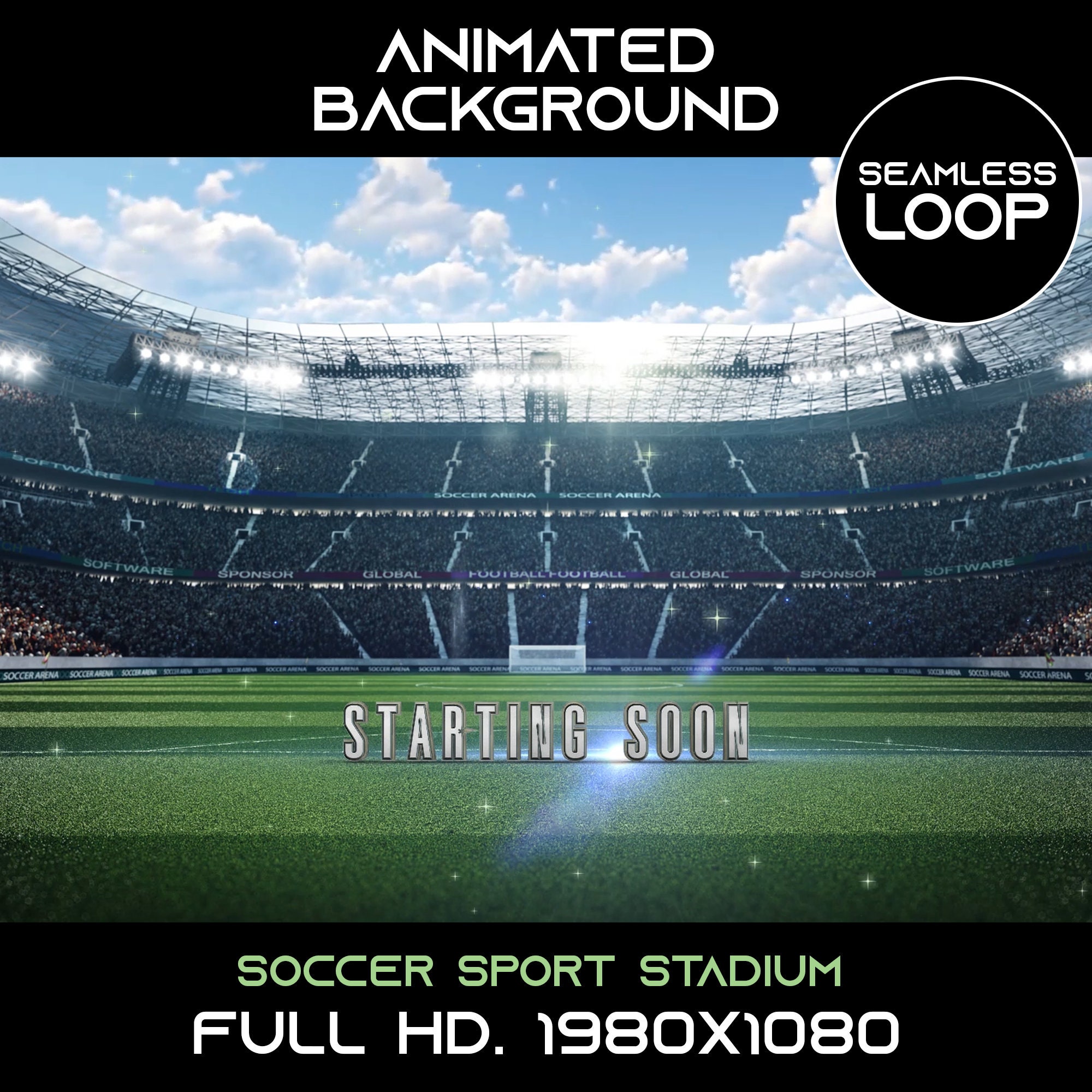 Animated Virtual Background Seamless Loop Soccer Sport Stadium Vtuber ...
