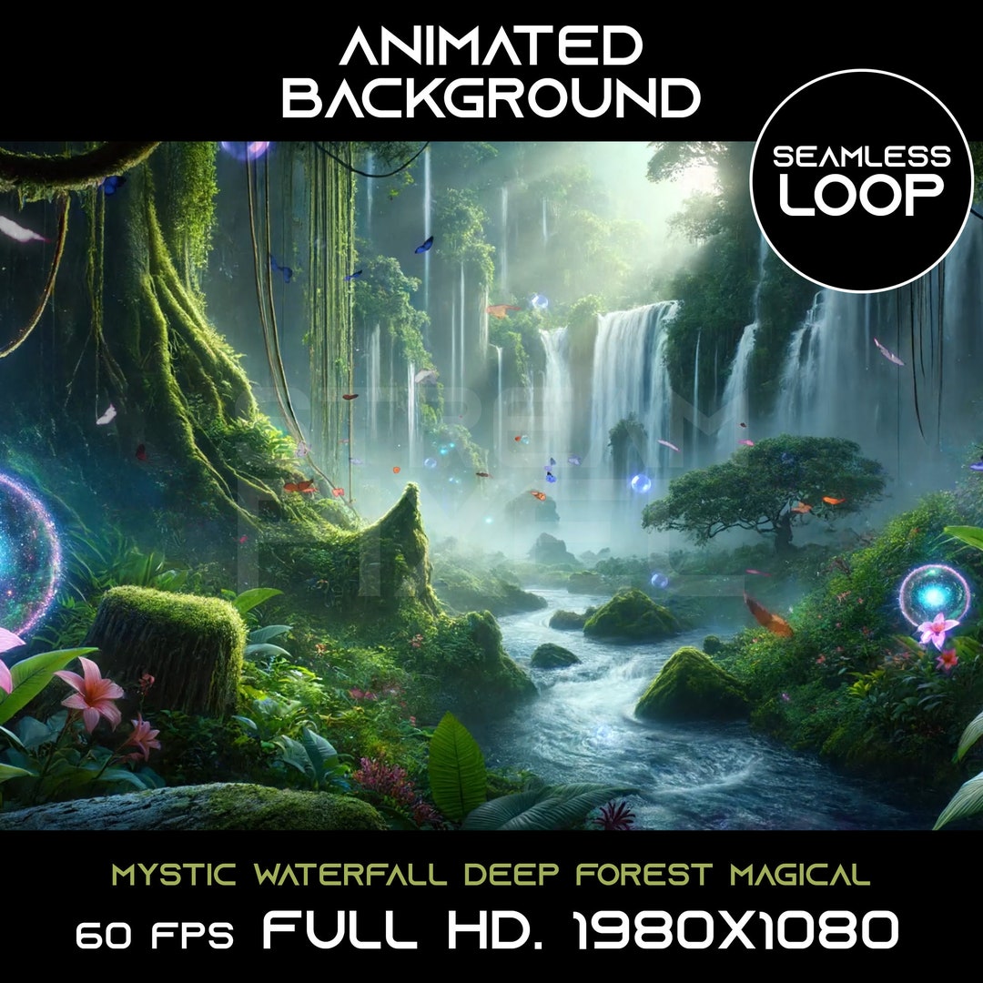 Animated Mystic Waterfall Background: Seamless Loop (digital Download ...