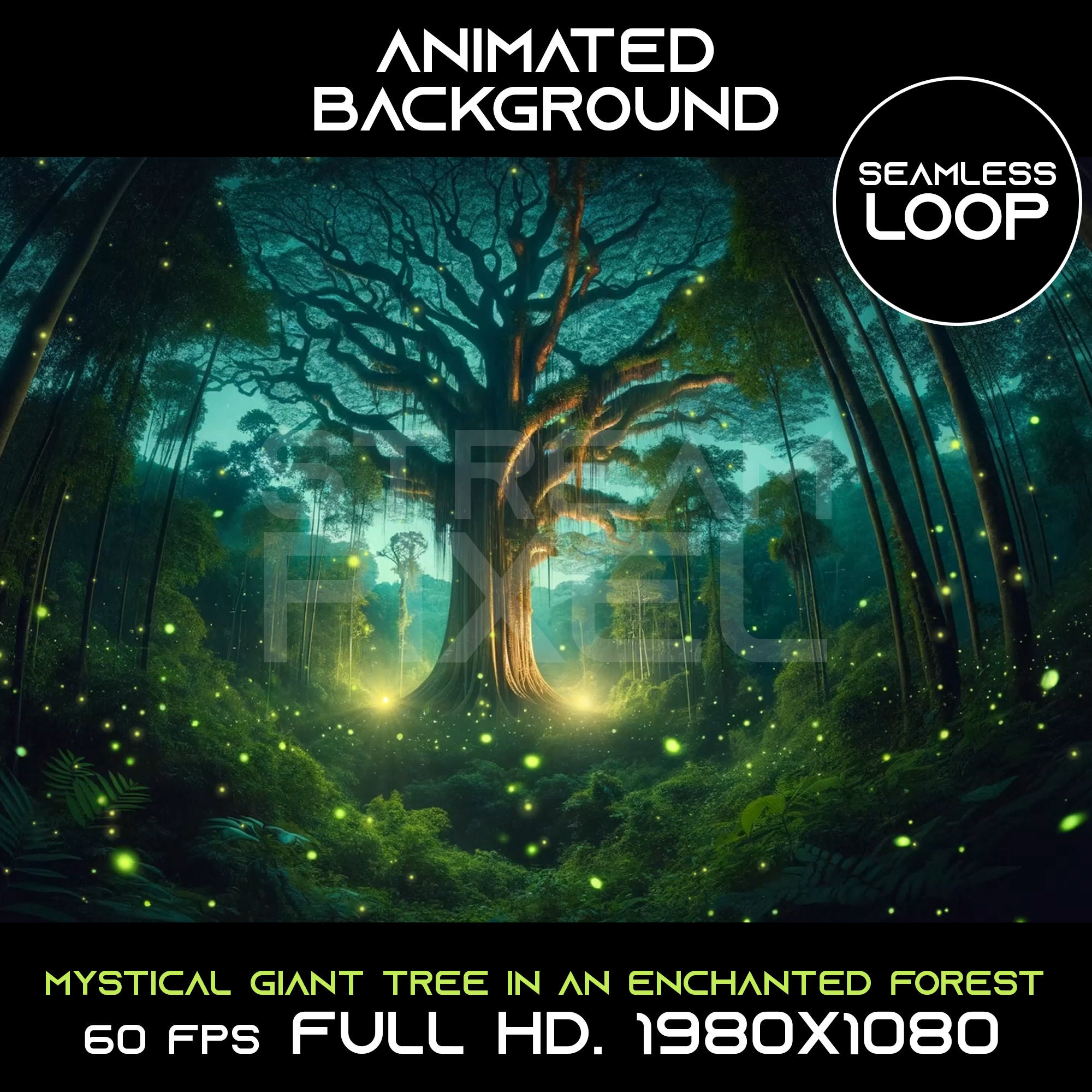 Animated Virtual Background Seamless Mystical Giant Tree in an ...