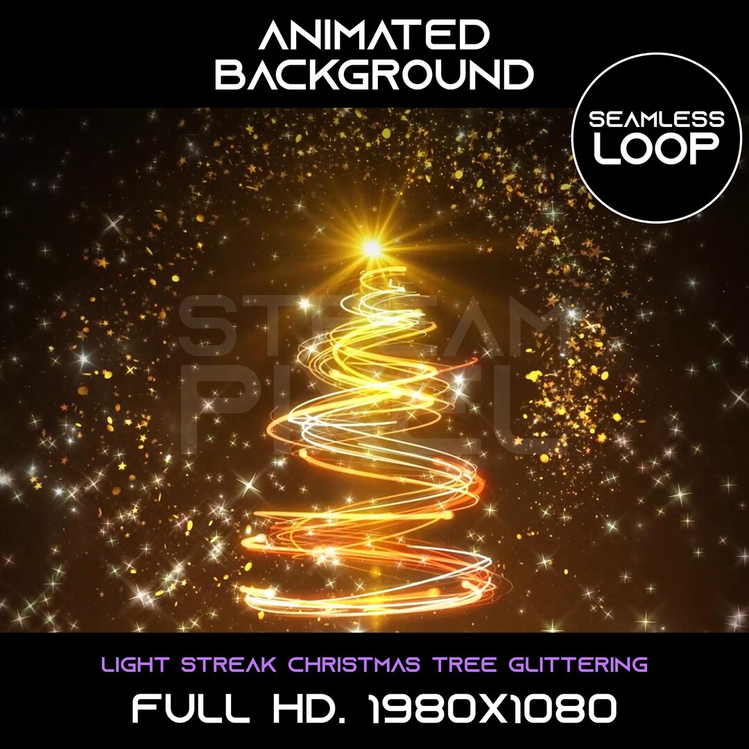 Animated Christmas Tree Background Glittering Light Streaks : Seamless ...