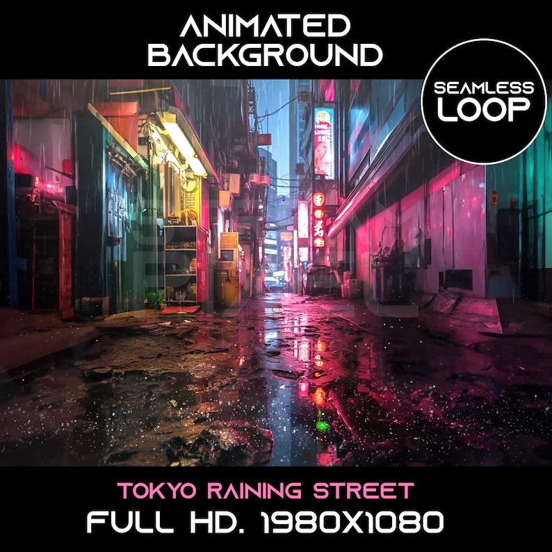 Animated Tokyo Raining Street Background :seamless Loop Vtuber Twitch ...