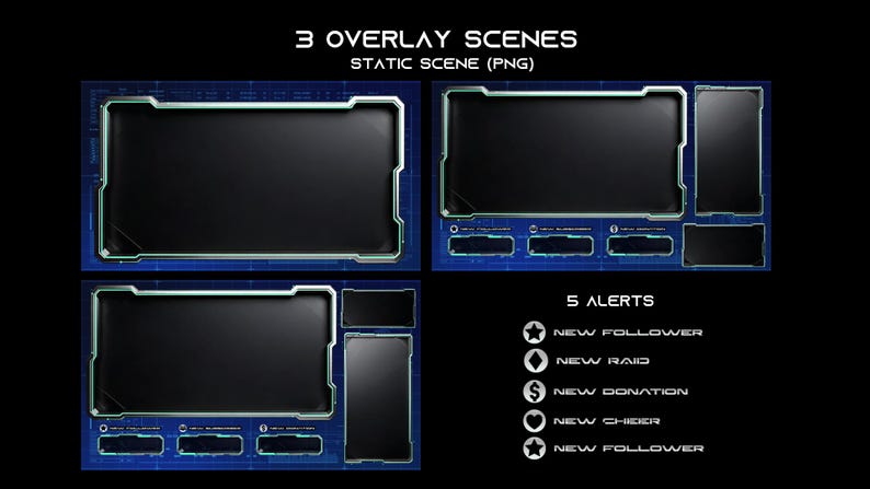 Animated Cyber Tech Streaming Package: Futuristic HUD Overlay (digital ...