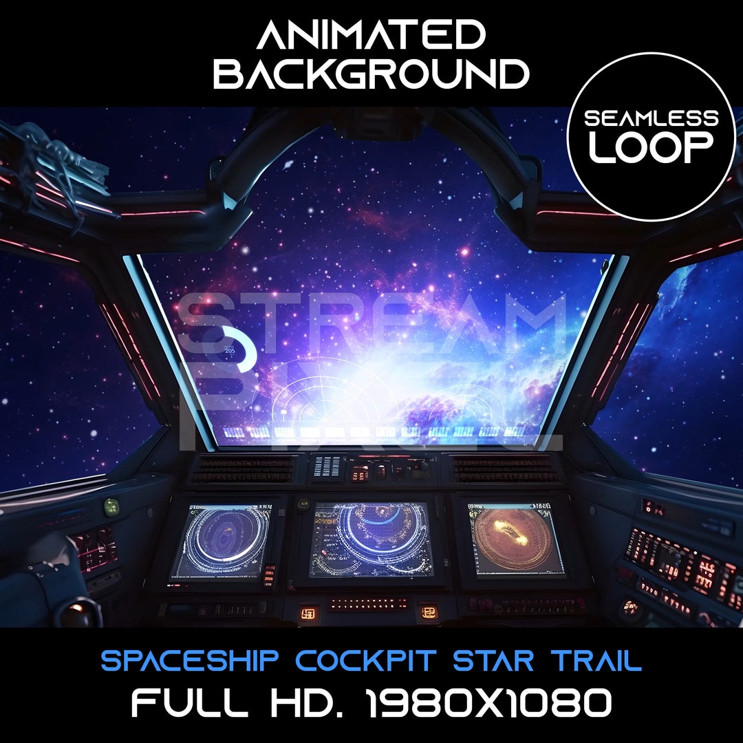 Animated Virtual Background Seamless Loop Spaceship Cockpit Star ...