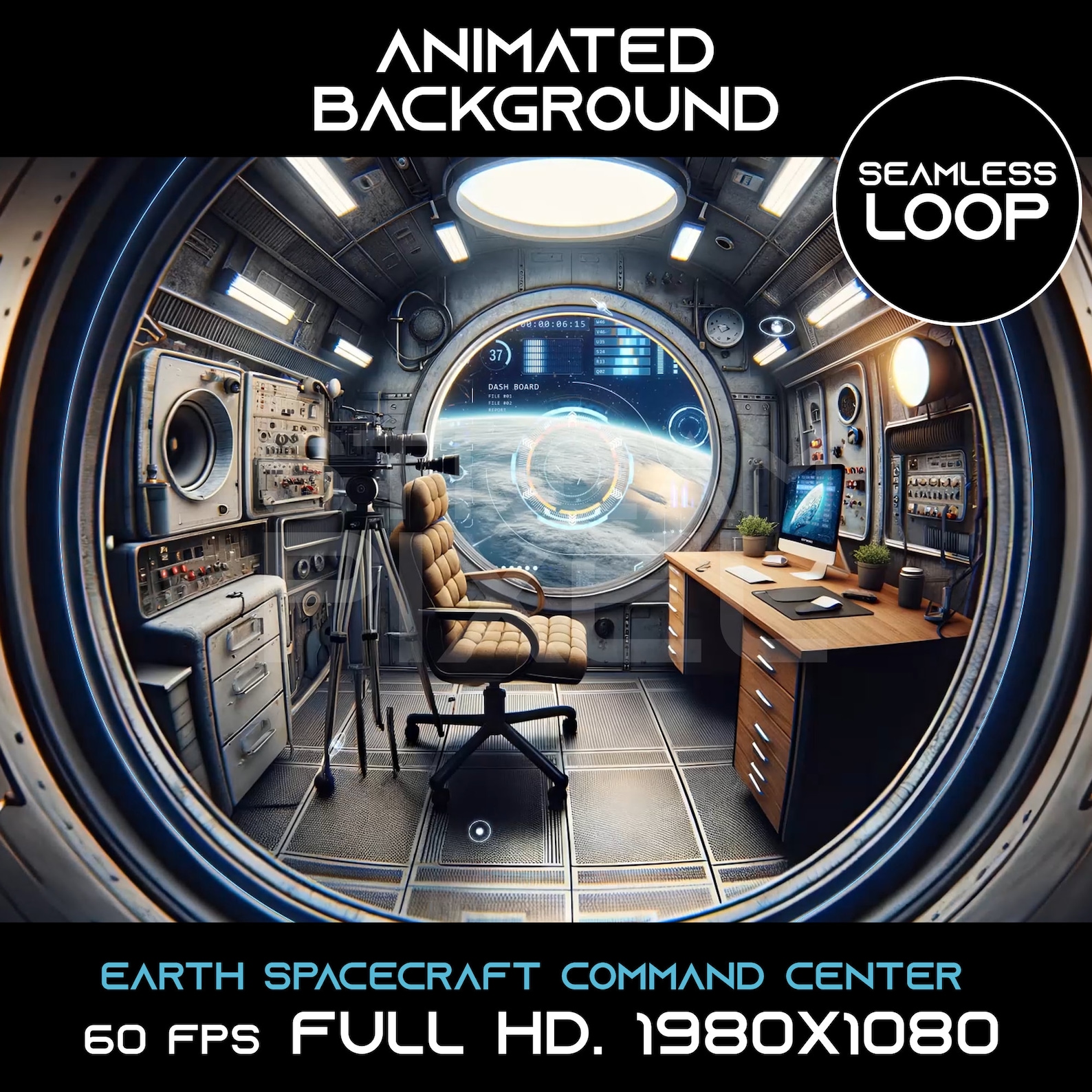 Animated Spacecraft Command Center Background: Seamless Loop for Vtuber ...