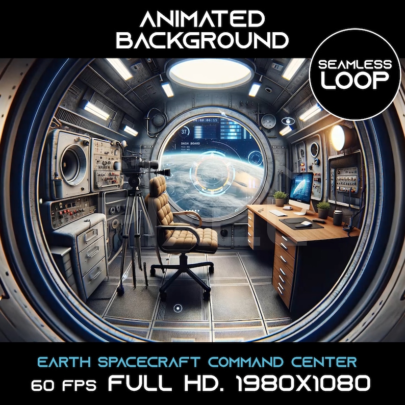 Animated Virtual Background Seamless Loop Earth Spacecraft Command ...