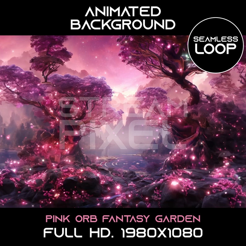 Animated Virtual Background Seamless Loop Pink Orb Fantasy Garden ...
