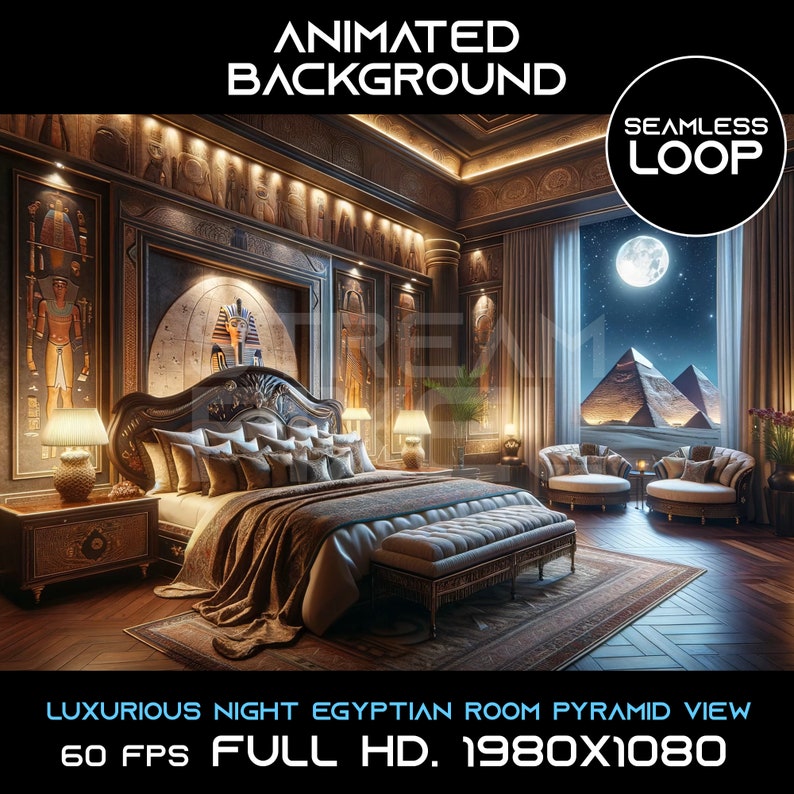 Animated Virtual Background Seamless Luxurious Night Egyptian Room ...