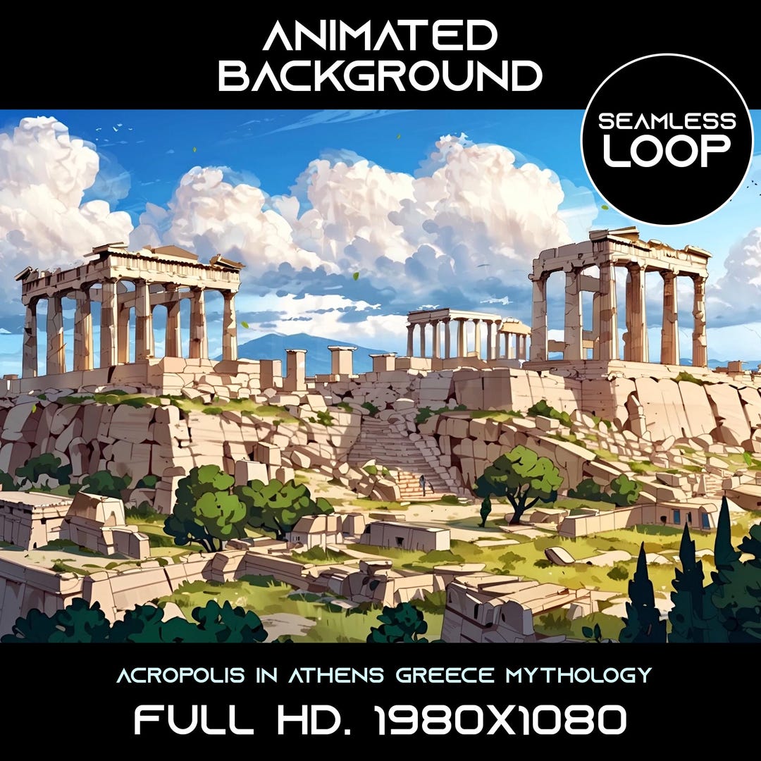 Animated Acropolis Virtual Background: Seamless Loop (digital Download ...