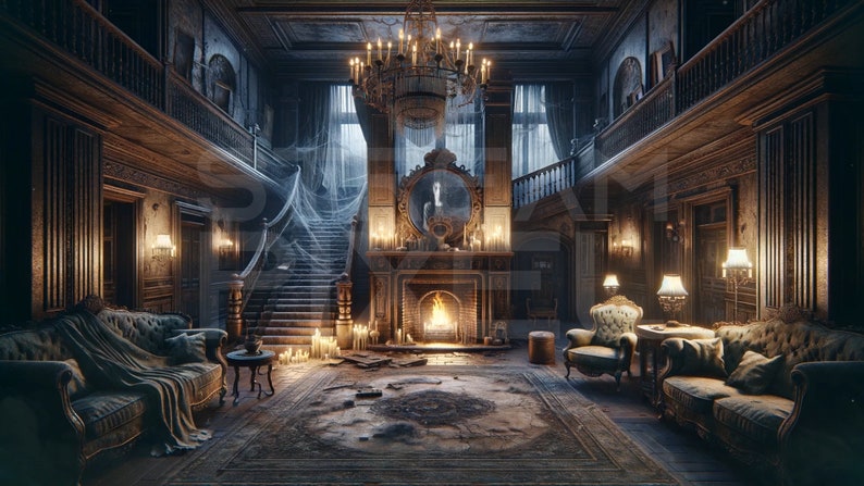 Animated Haunted Mansion Background Halloween Stream Overlay : Seamless ...