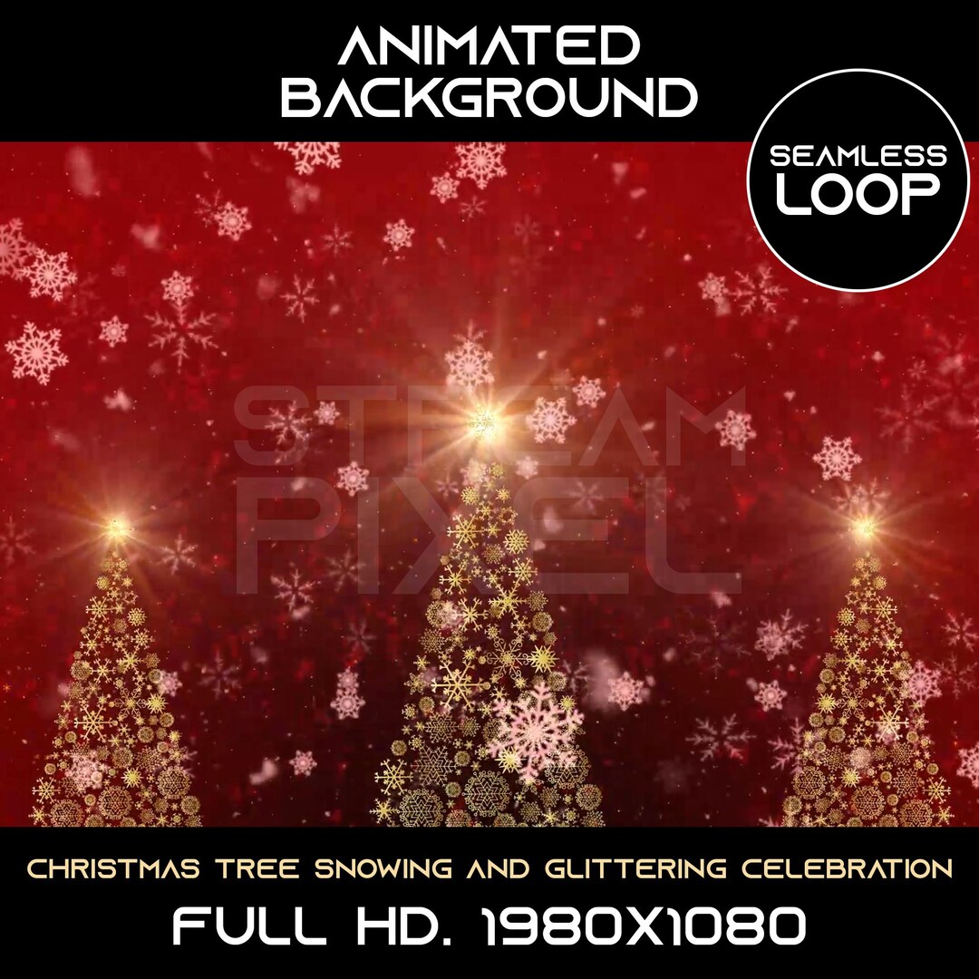 Animated Virtual Background Christmas Tree Snow and Glittering ...