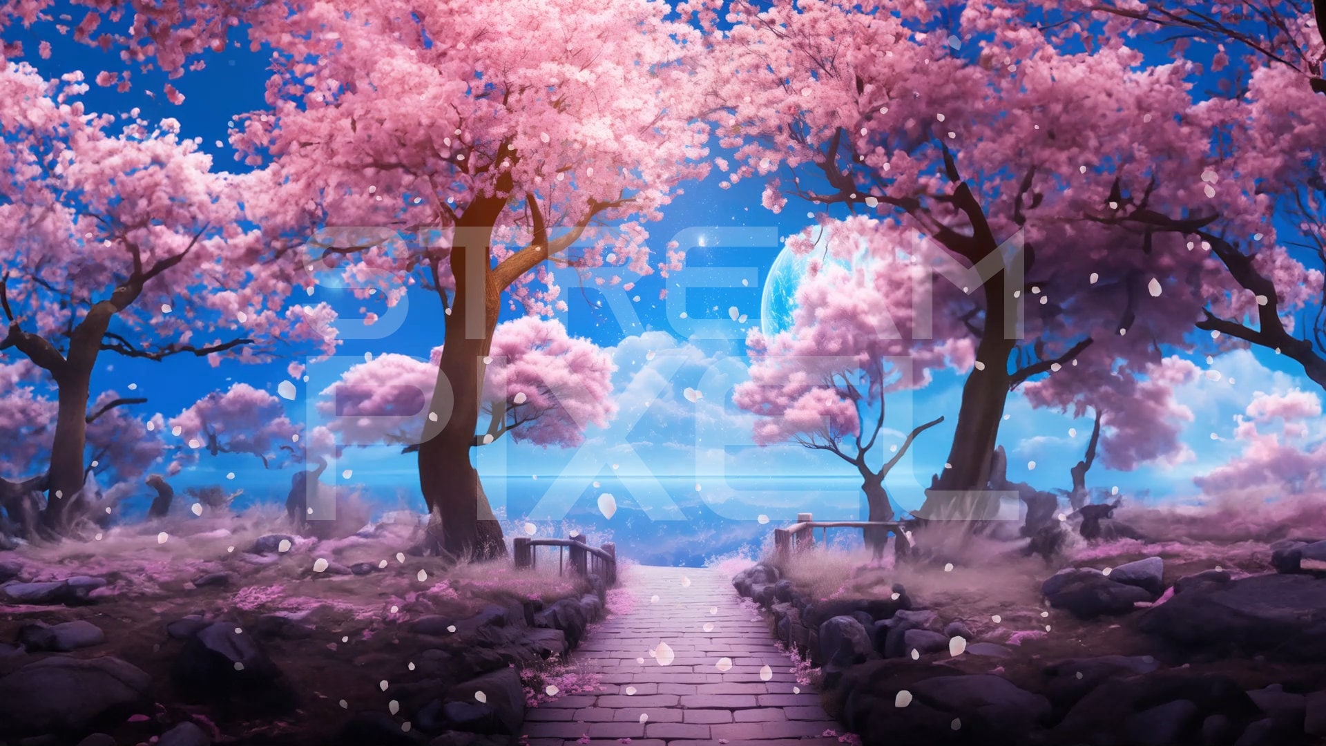 Animated Virtual Background Seamless Loop Sakura Tree Japanese Garden ...